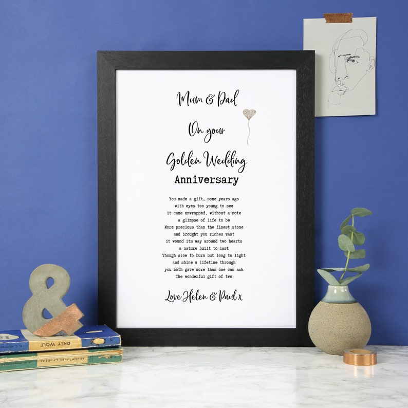 Parents Anniversary Poem 50th Anniversary Gift Golden Etsy