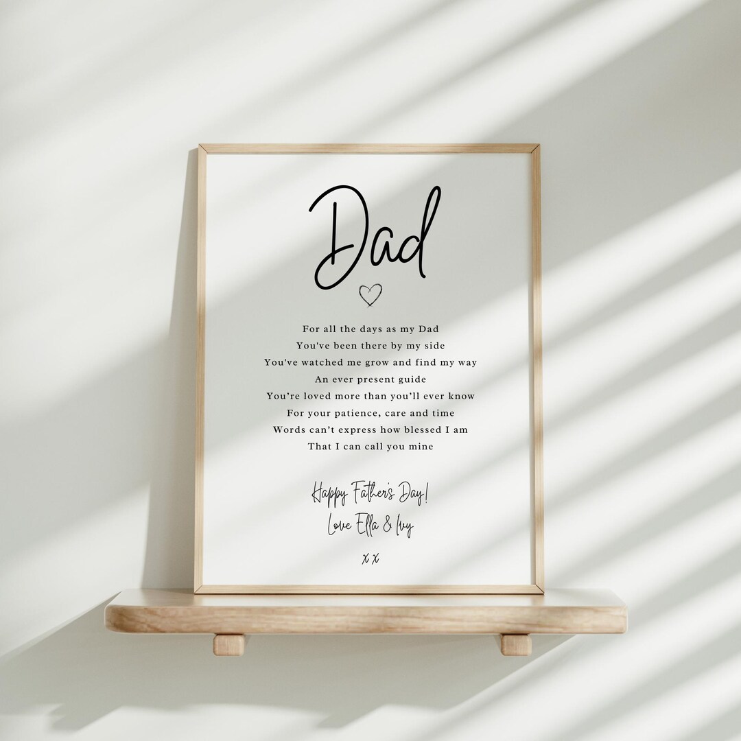 Personalised Dad Poem Print | Father's Day Gift or Birthday Gift ...