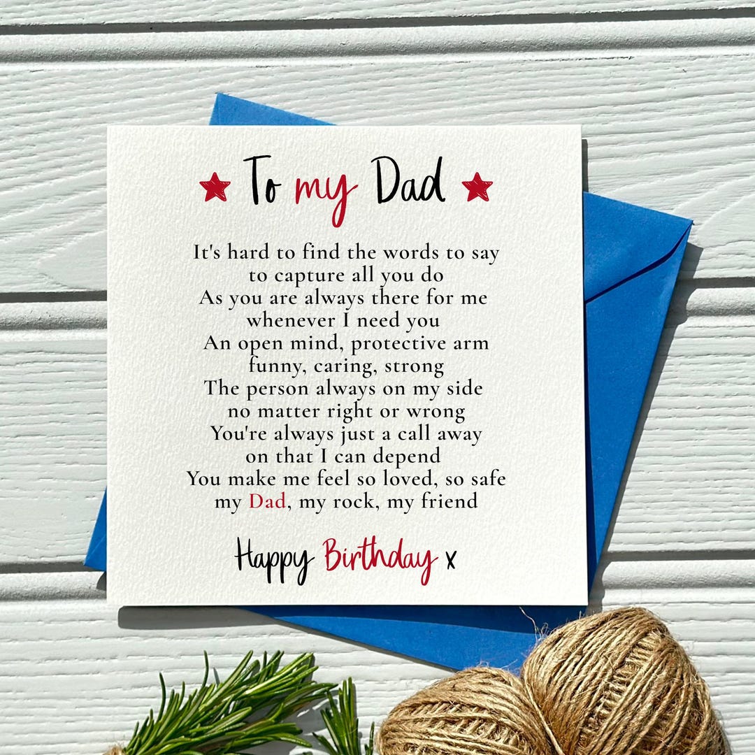 Dad Poem Birthday Card – Sentimental Card From Son or Daughter ...