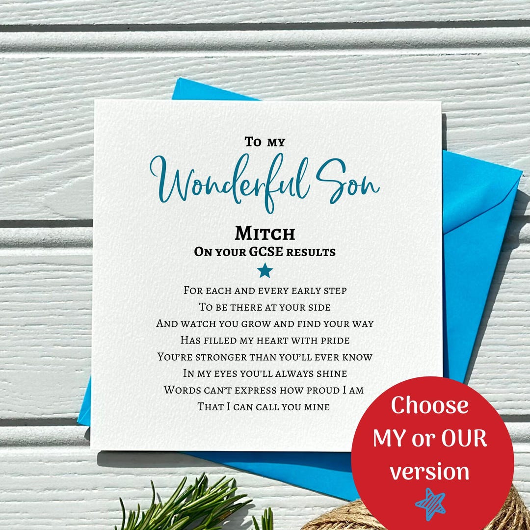 GCSE Congratulations Card: Proud of You Poem, for Son or Grandson - Etsy