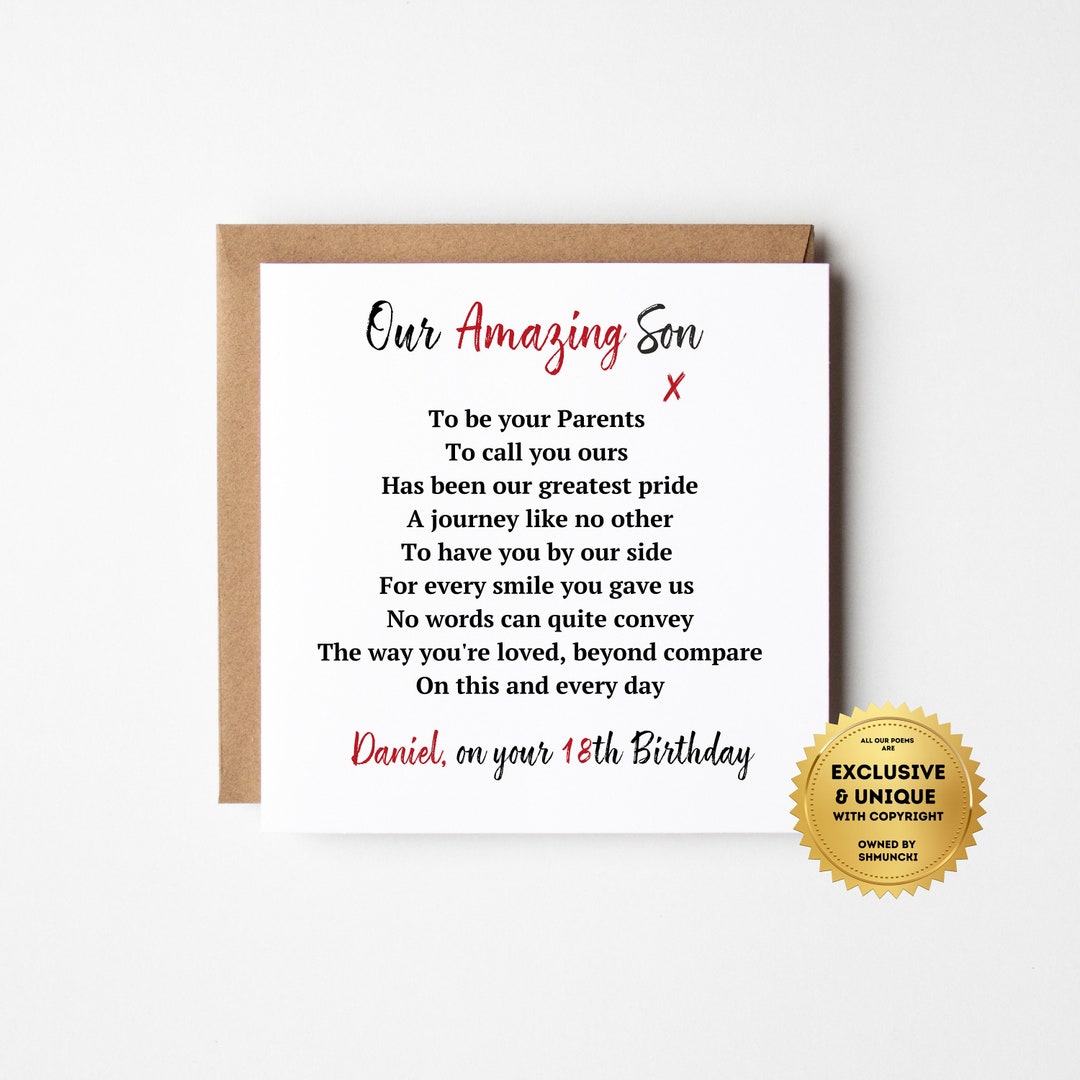 Our Son 18th Birthday Card, Personalised Eighteenth Birthday Card. Our ...