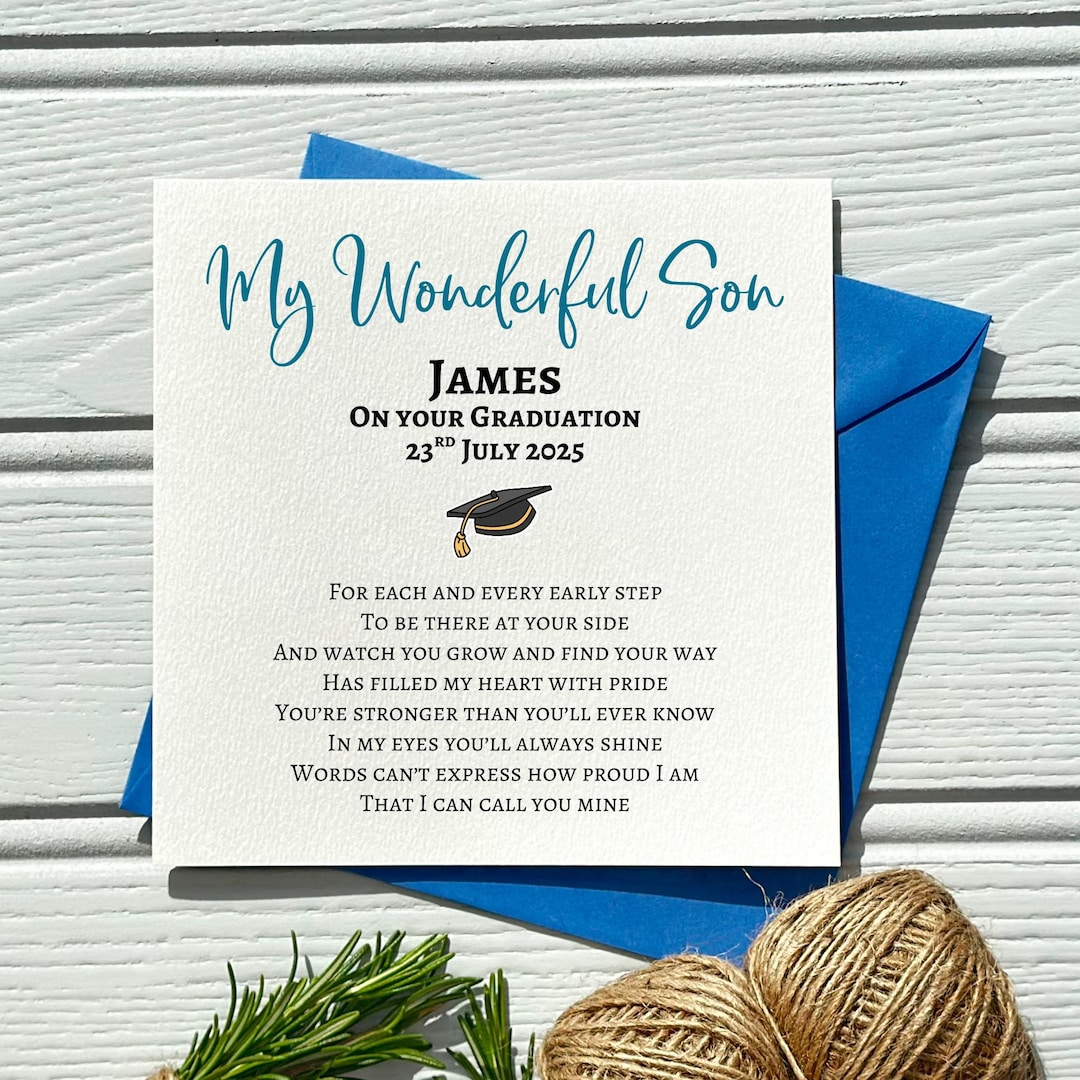 Son Graduation Card – Personalised Poem Card, From Mum, From Dad ...