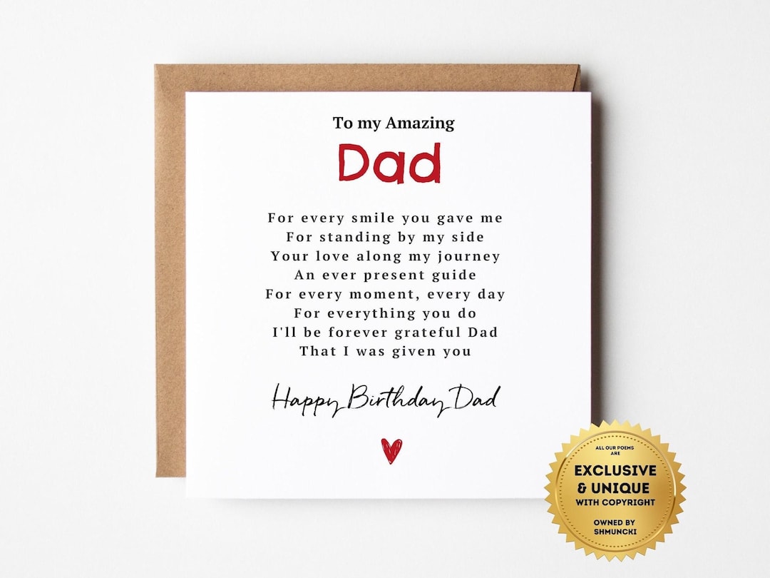 Personalized Dad Birthday Card With Poem - Etsy UK