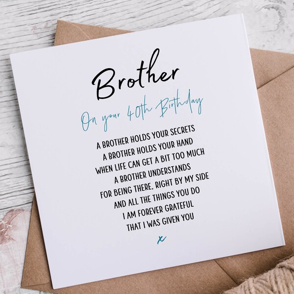 40th Birthday Card for Brother - Etsy UK