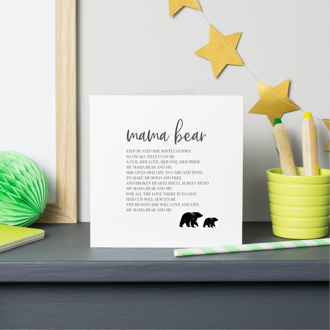 Mama Bear Card, Birthday Card for Mummy, Mummy Gift, Add Personalised ...