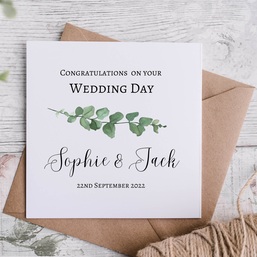 Personalised Wedding Card, Wedding Keepsake, Name and Date Wedding ...