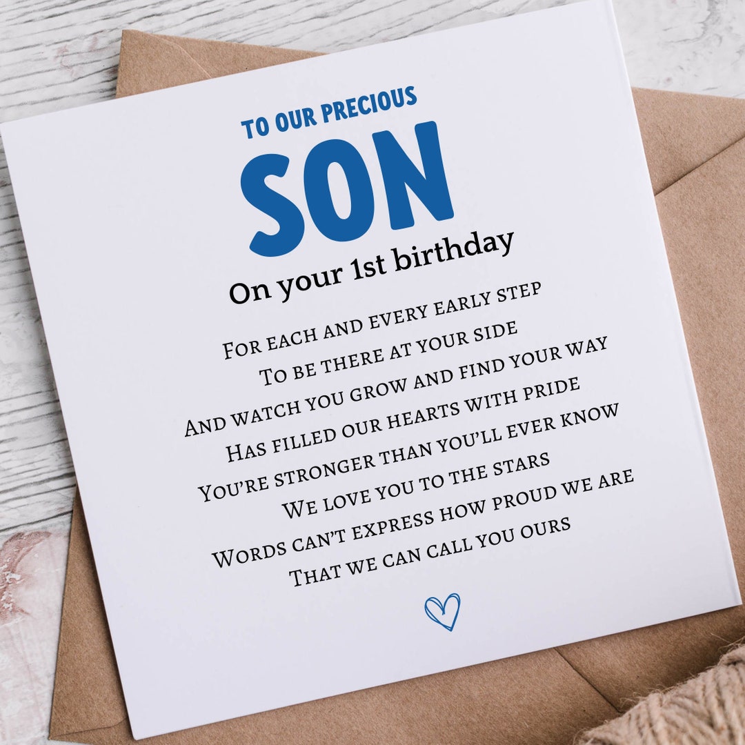 Son 1st Birthday Card, Personalised Birthday Card, for Son, Precious ...