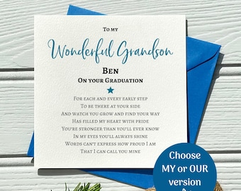 Personalised Grandson Graduation Card- With Cap & Scroll- Name and ...