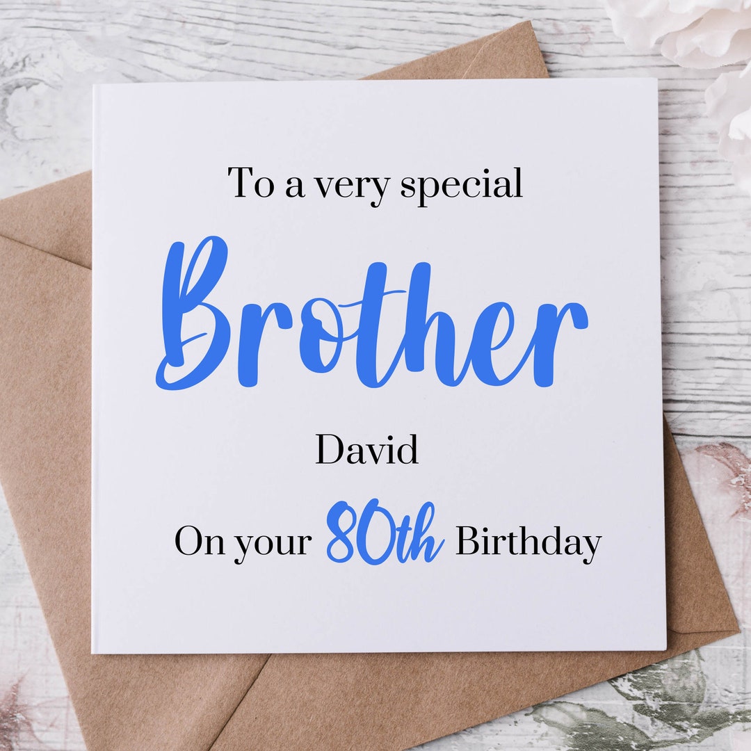 80th Birthday Card for Brother, Happy 80th Birthday Brother, Eight ...