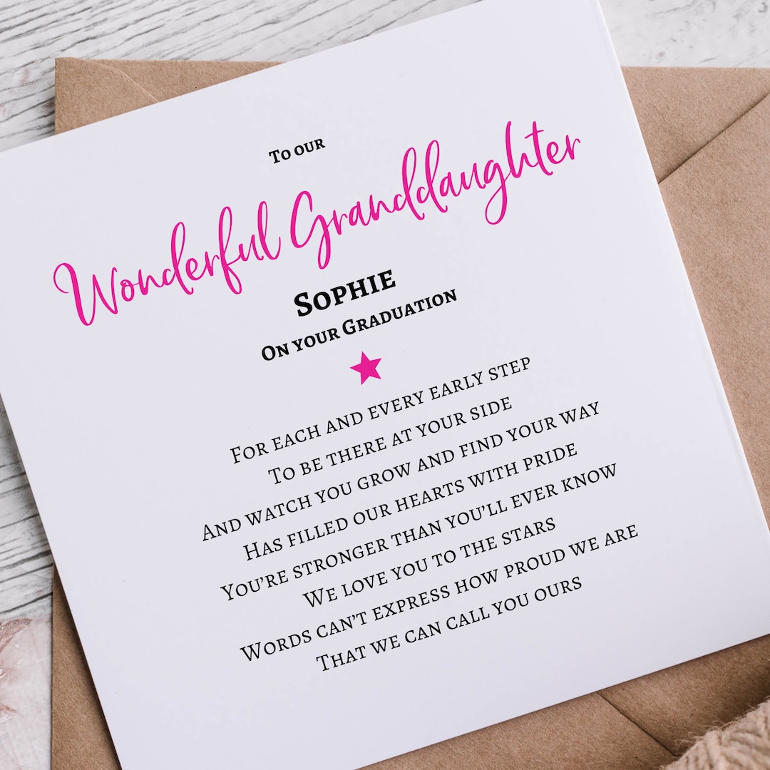 Personalised Granddaughter Graduation Card Add a Name Poem Card ...