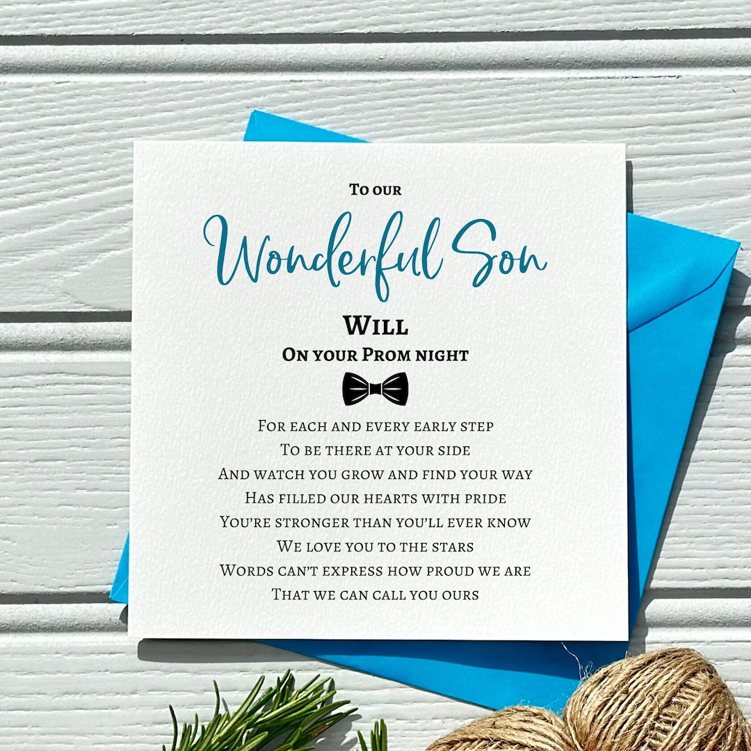 Prom Night Card for Son From Parents, Milestone Poem Keepsake - Etsy