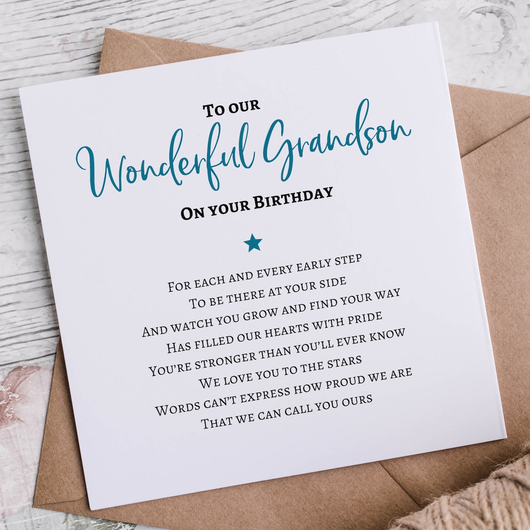 Our Grandson Birthday Card | Grandson Poem | - Etsy
