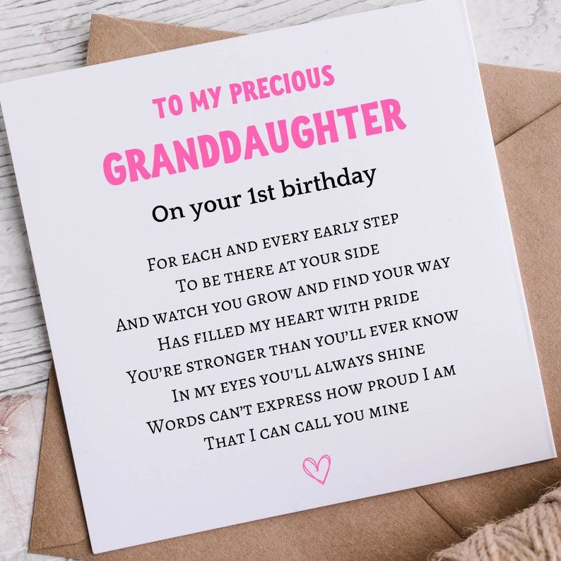 Granddaughter Birthday Card Happy 1st Birthday Girl 1st - Etsy