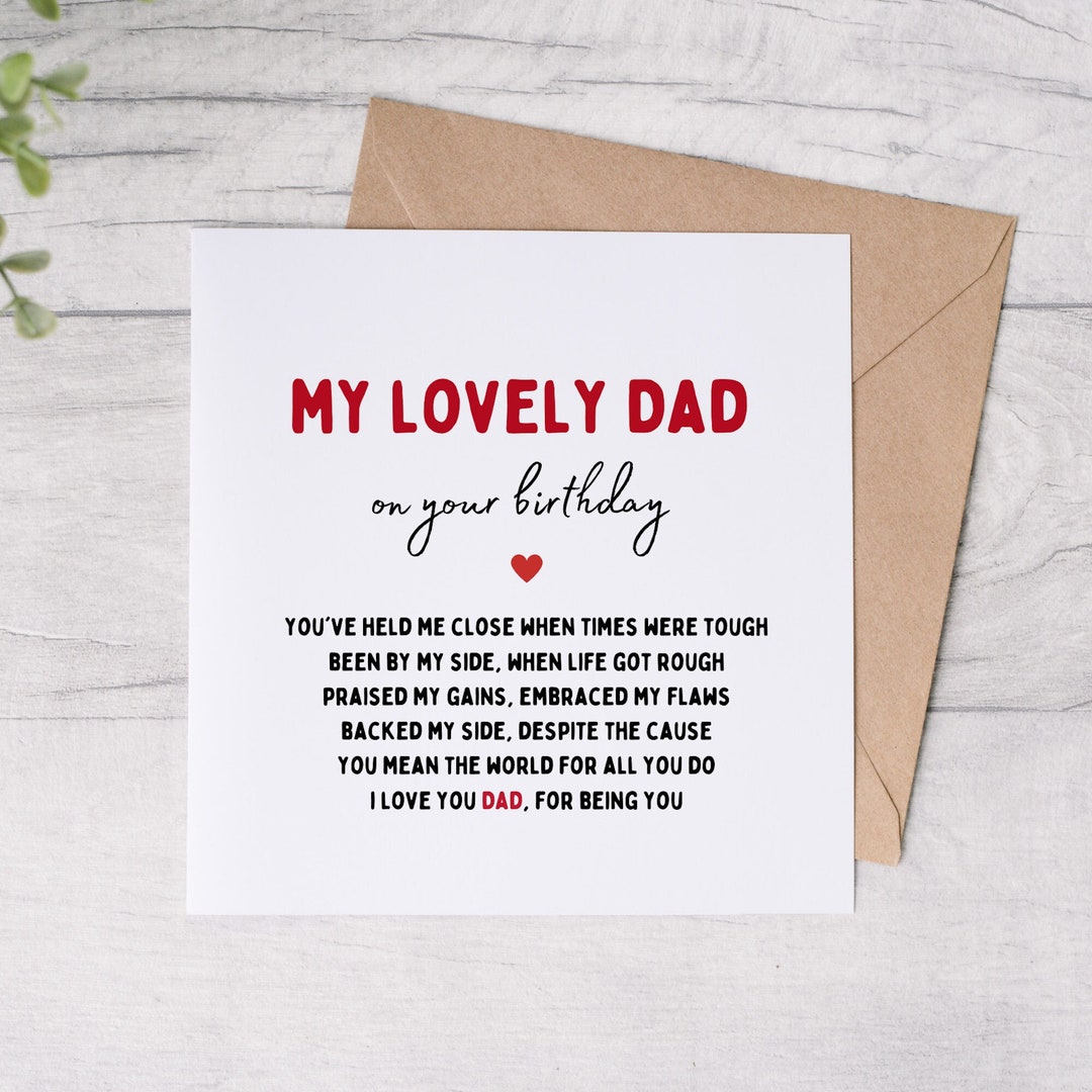 Lovely Dad Birthday Card, Happy Birthday Dad Card, Dad Poem, Add a ...