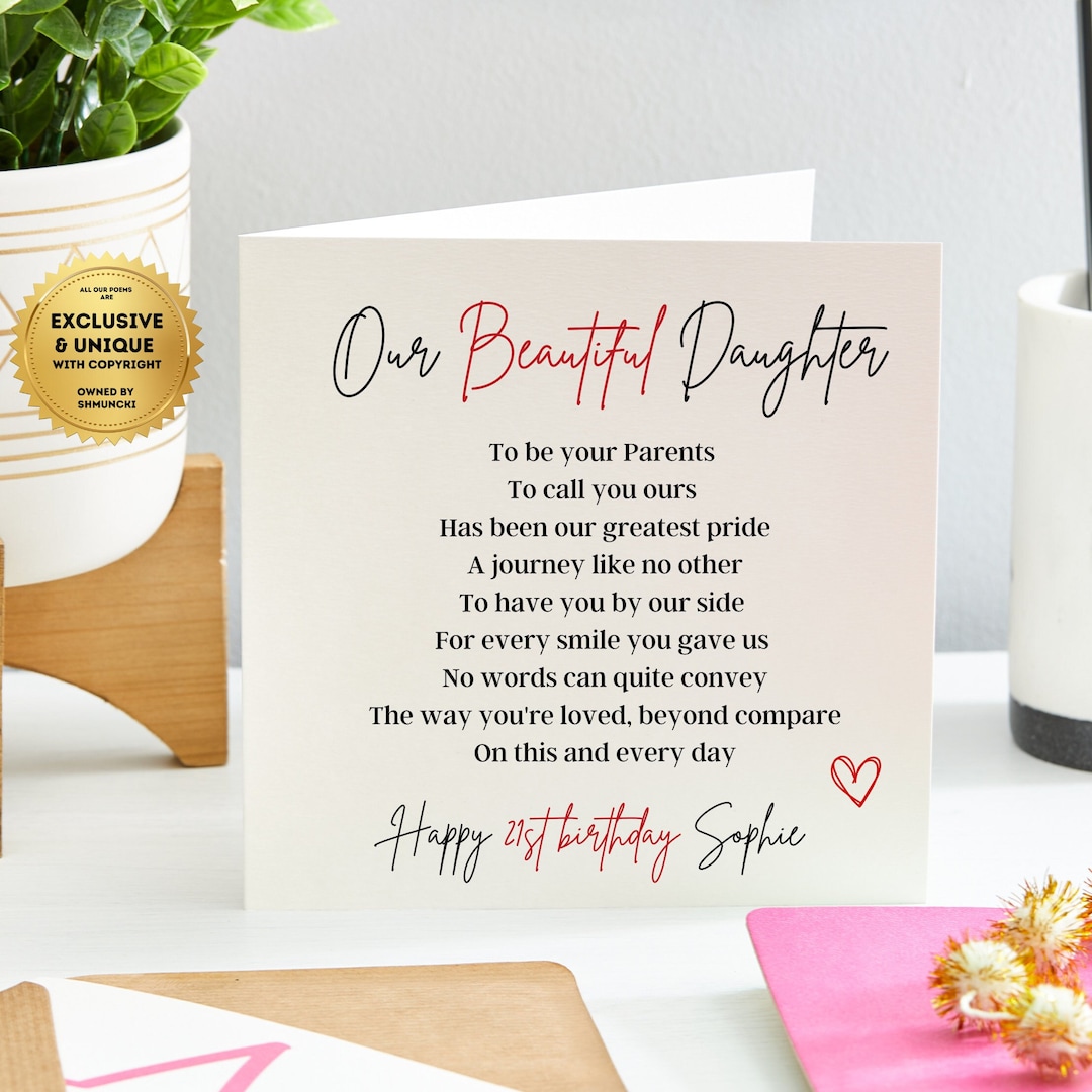 Personalized 21st Birthday Card for Daughter: Keepsake Poem - Etsy