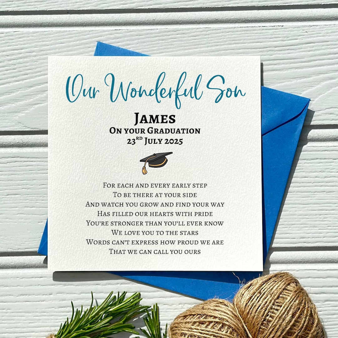 Personalised Graduation Card for Son – From Mum & Dad – Custom Name and ...