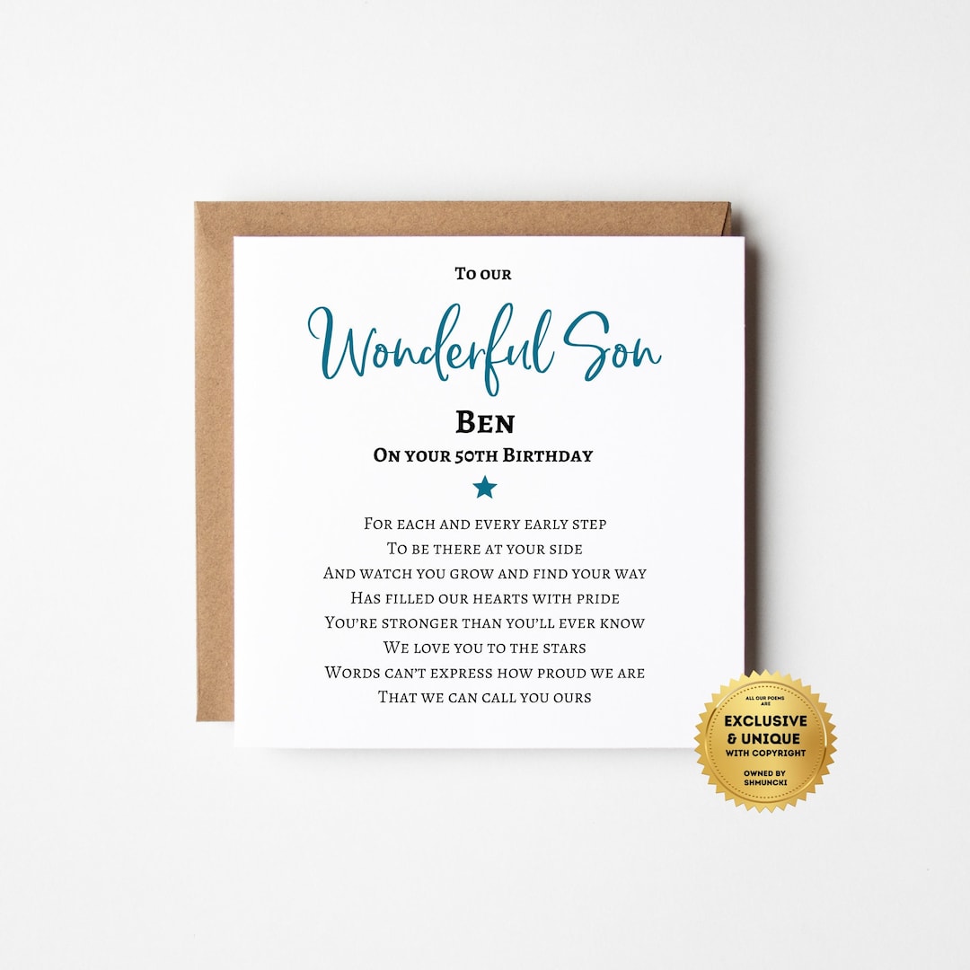 50th Birthday Card for Son | Our Son 50th Birthday Card | | 50th Card ...