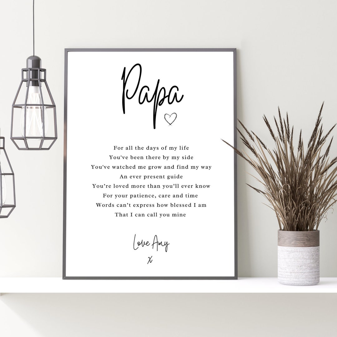Personalised Papa Poem Print Papa Gifts Unframed - Etsy UK