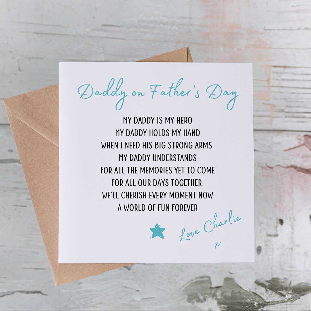 Daddy Fathers Day Card With Verse, My Daddy Cards, Add a Personalised ...