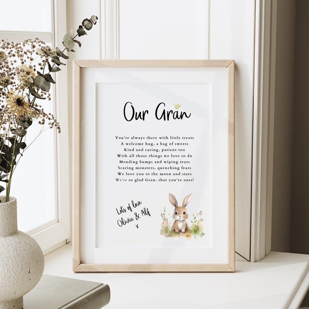 Personalized Gran Poem Print: Bunny Rabbit Gift (unframed) - Etsy UK