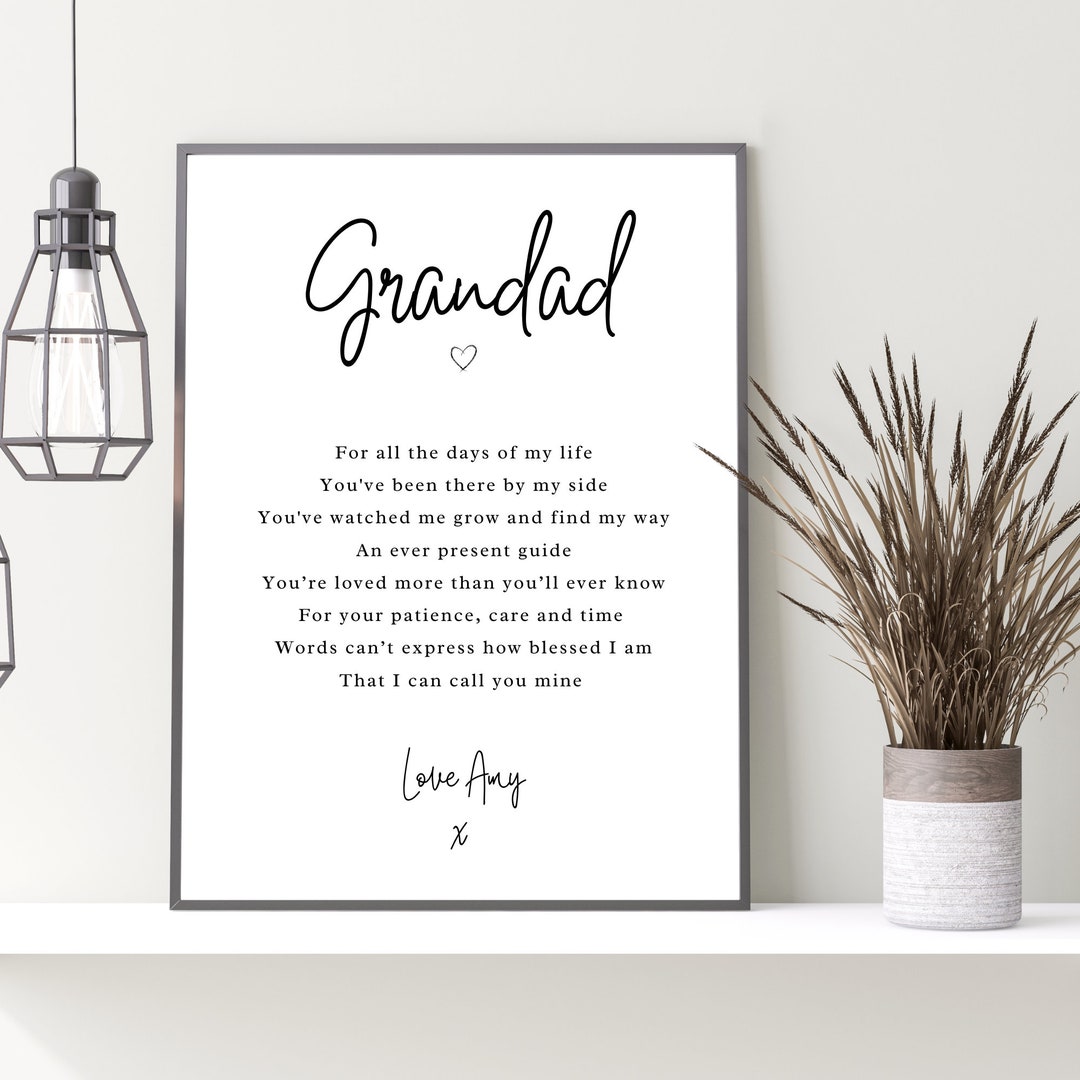 Personalised Grandad Poem Print Fathers Day Gifts Unframed - Etsy
