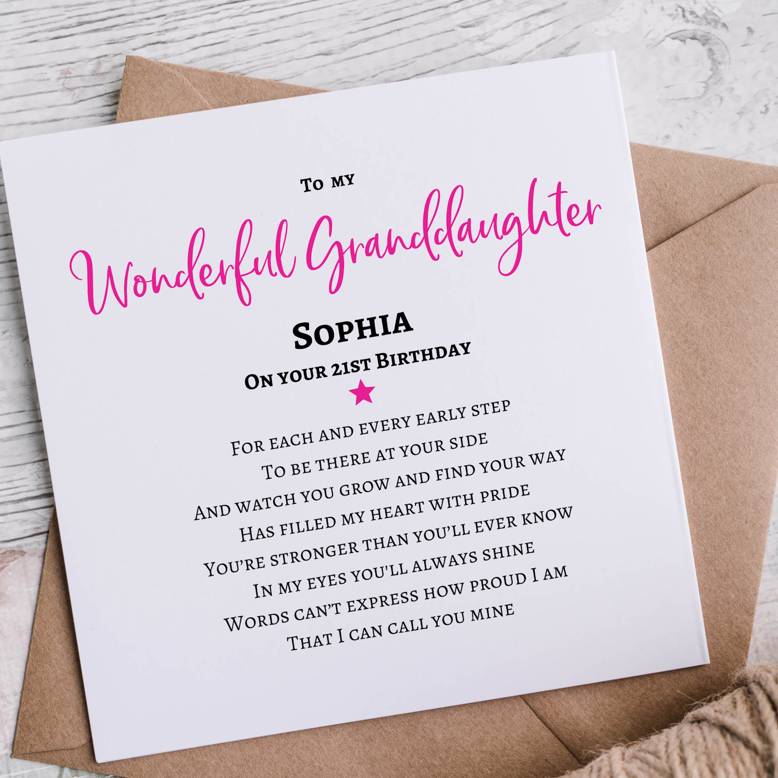 21st Birthday Cards for Granddaughter - Etsy