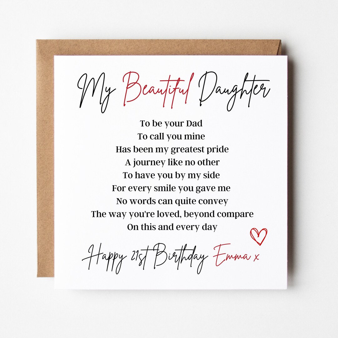 Daughter 21st Birthday Card From Dad Personalised Twenty First Birthday ...