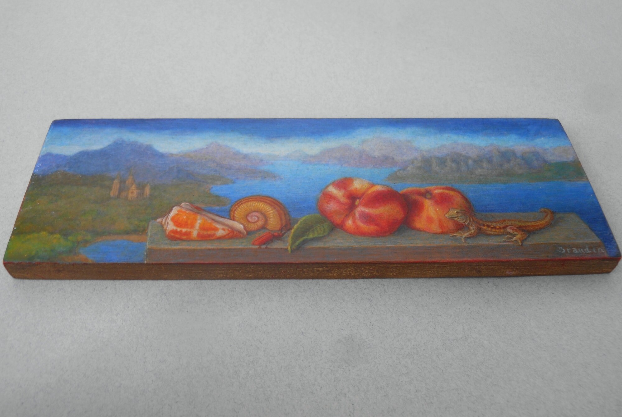 Still Life With Peaches Shells and Lizard on a Background of - Etsy UK