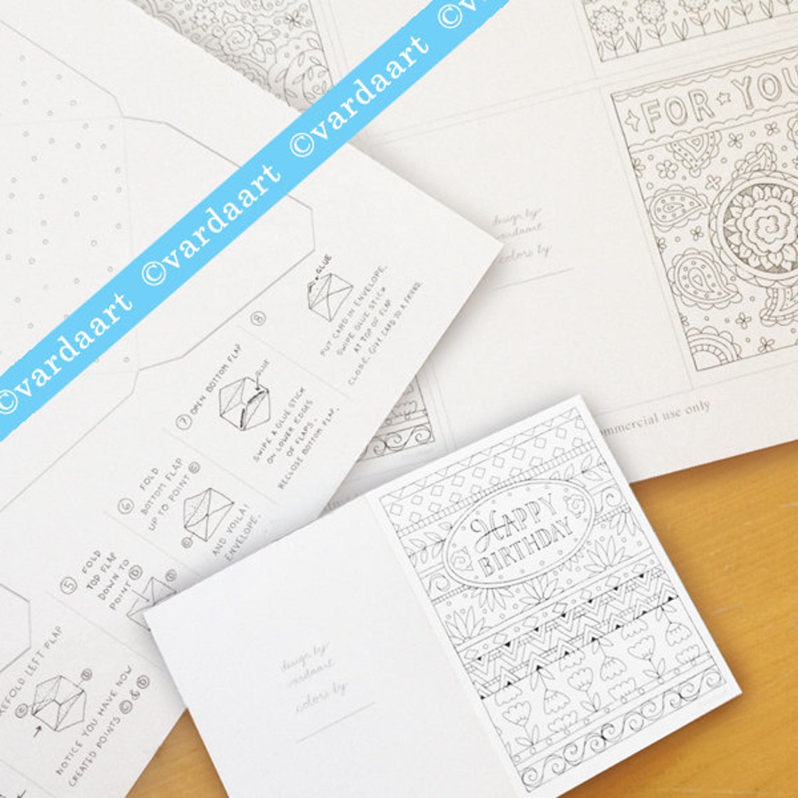 Printable Coloring Notecards With Envelopes- Instant Download - Etsy