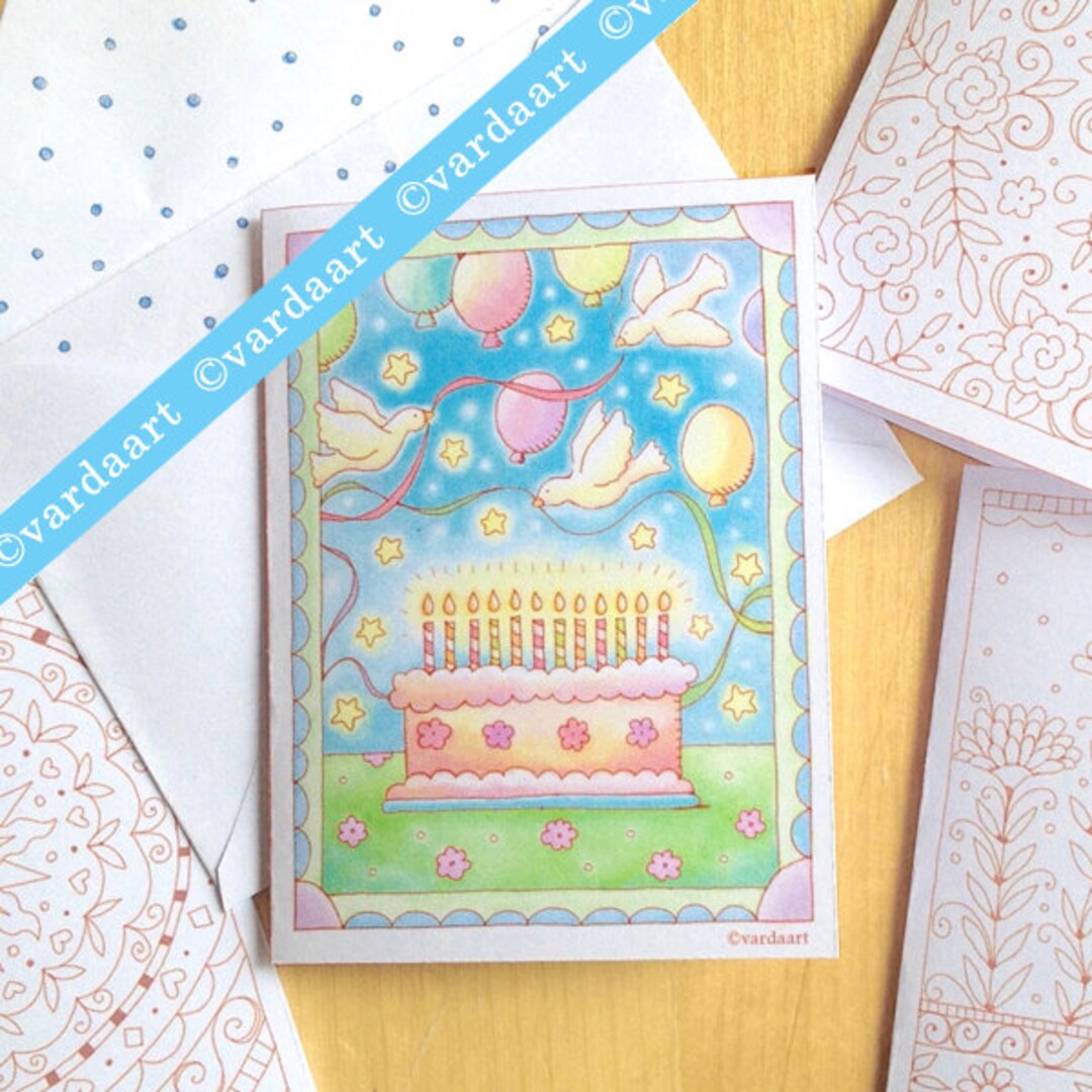 Printable Coloring Notecards With Envelopes #2- Instant Download - Etsy