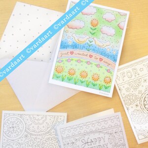Printable Coloring Notecards With Envelopes- Instant Download - Etsy Israel