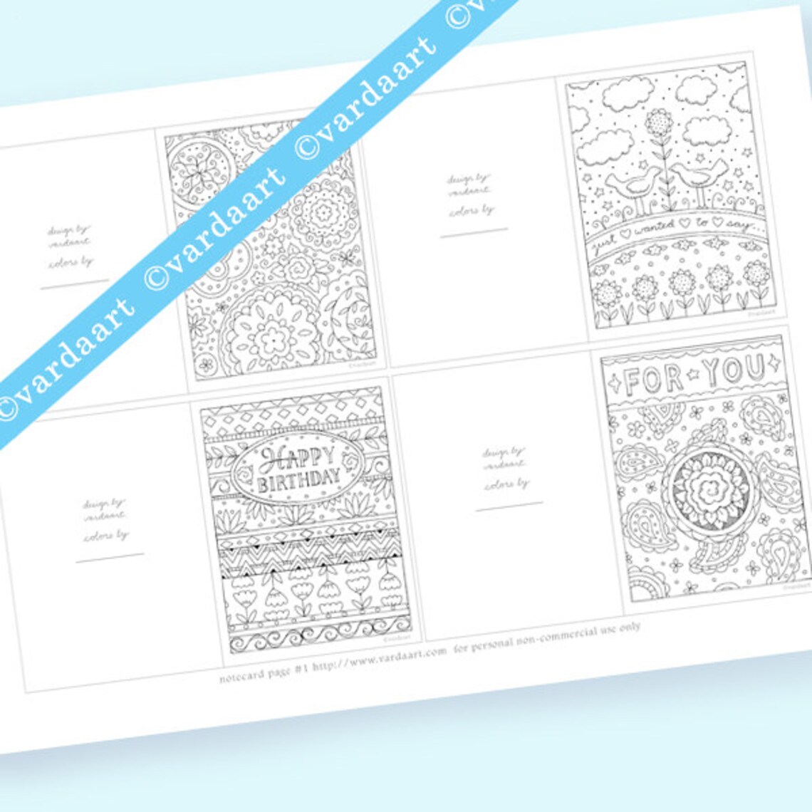 Printable Coloring Notecards With Envelopes Instant Download - Etsy Israel