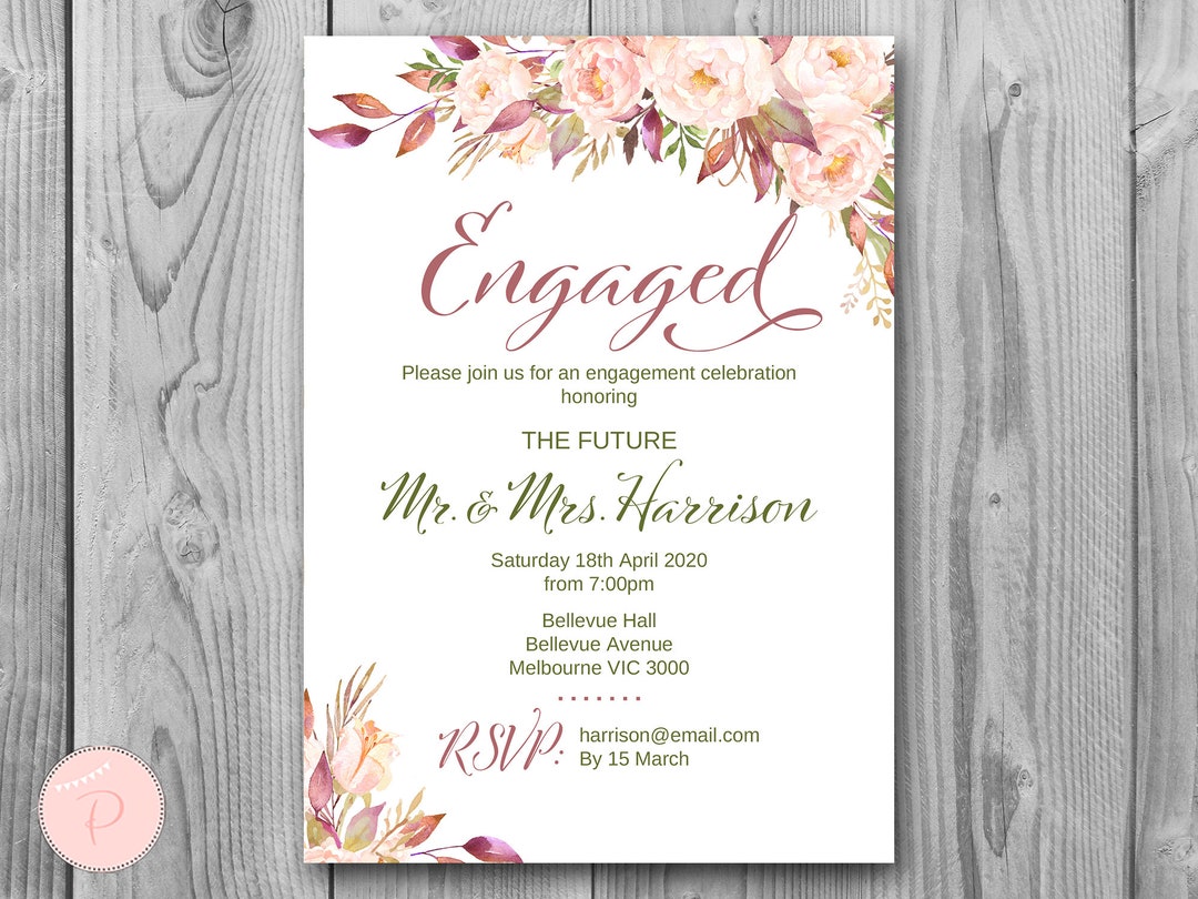 Printable Engagement Party Invitation, Personalized Invitation ...