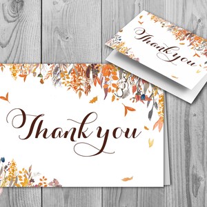 Fall Wedding Thank You Cards, Foldable Thank You Notes, Wedding Favor ...