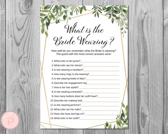 What is the Bride Wearing Bridal Shower Game, Printable Bridal Shower ...