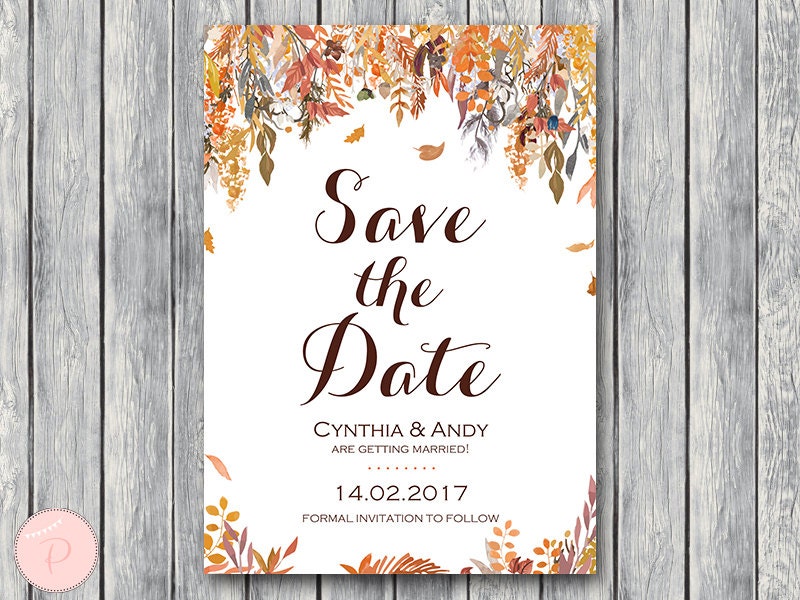 Autumn Fall Save The Date Wedding Invitation Invitation | Etsy