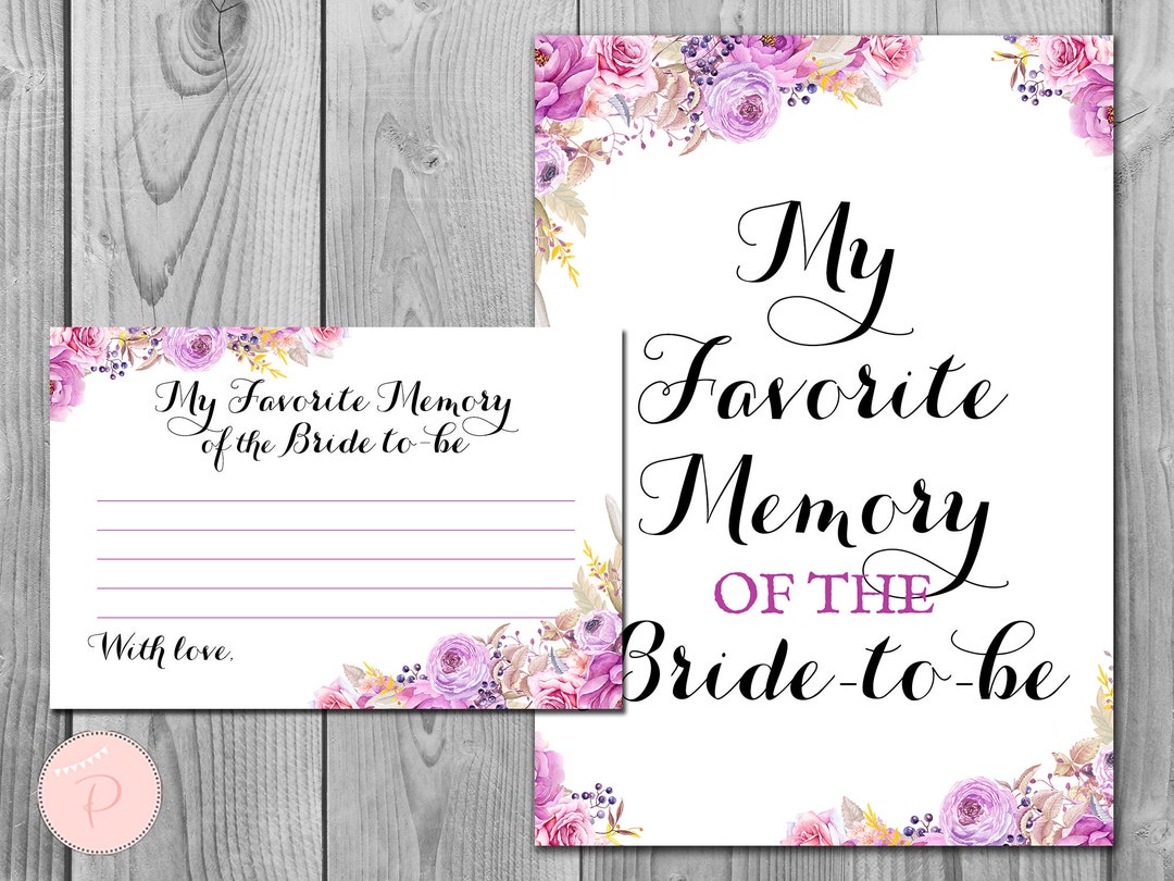 Purple Favorite Memory of the Bride To-be, Memory Lane Game, Engagement ...