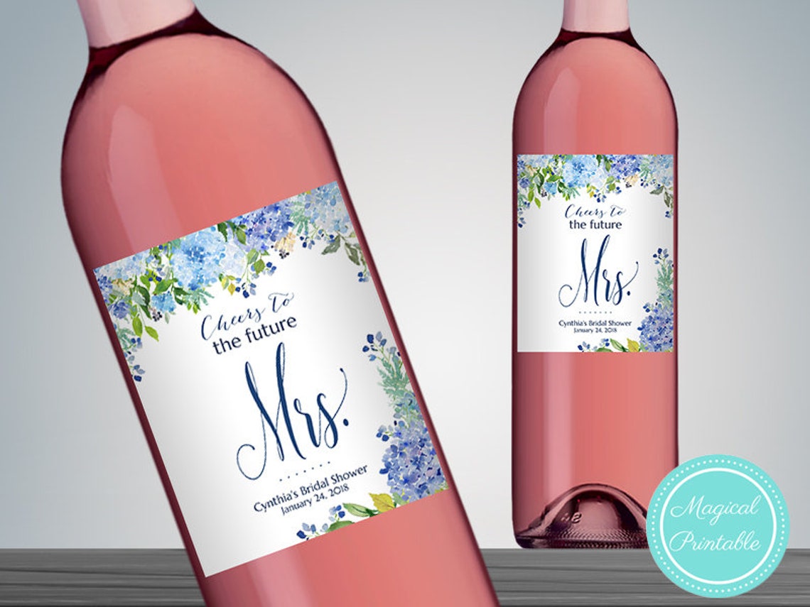 Hydrangea Printable Wine Bottle Labels Printable Wine Bottle | Etsy ...