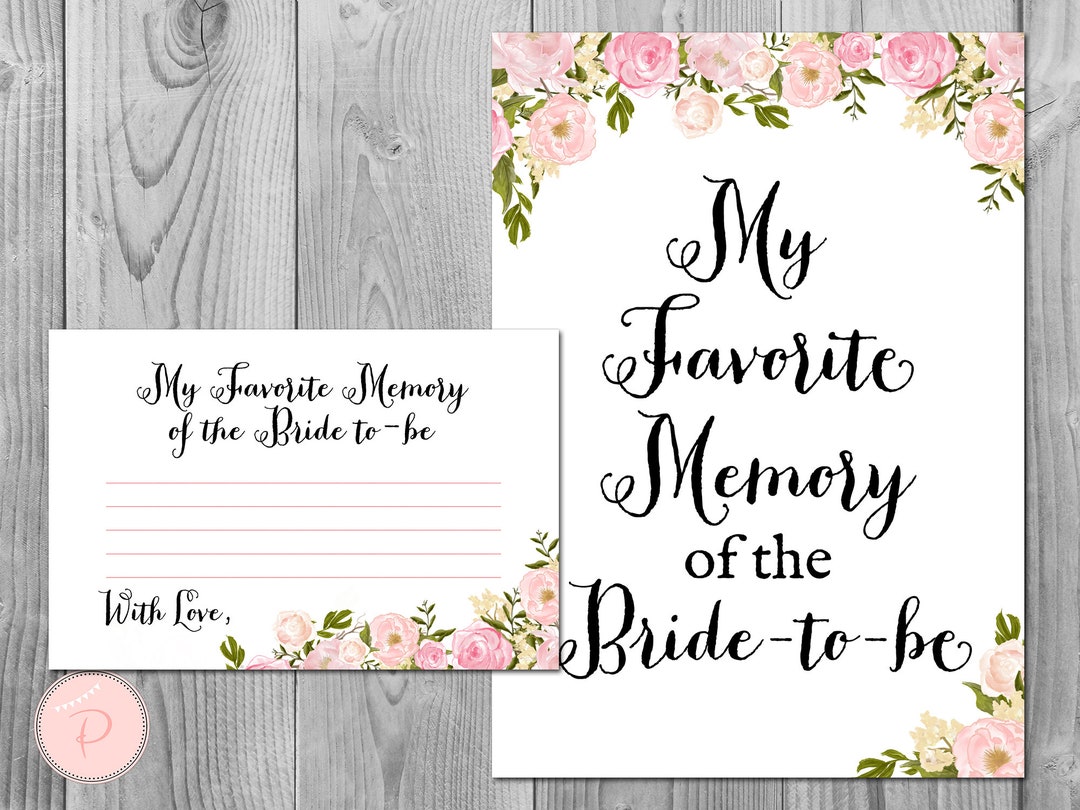 My Favorite Memory of the Bride To-be, Memory Lane Game, Engagement ...