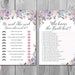 Purple Floral Bridal Shower Games Package, Instant Download, 6 Games ...