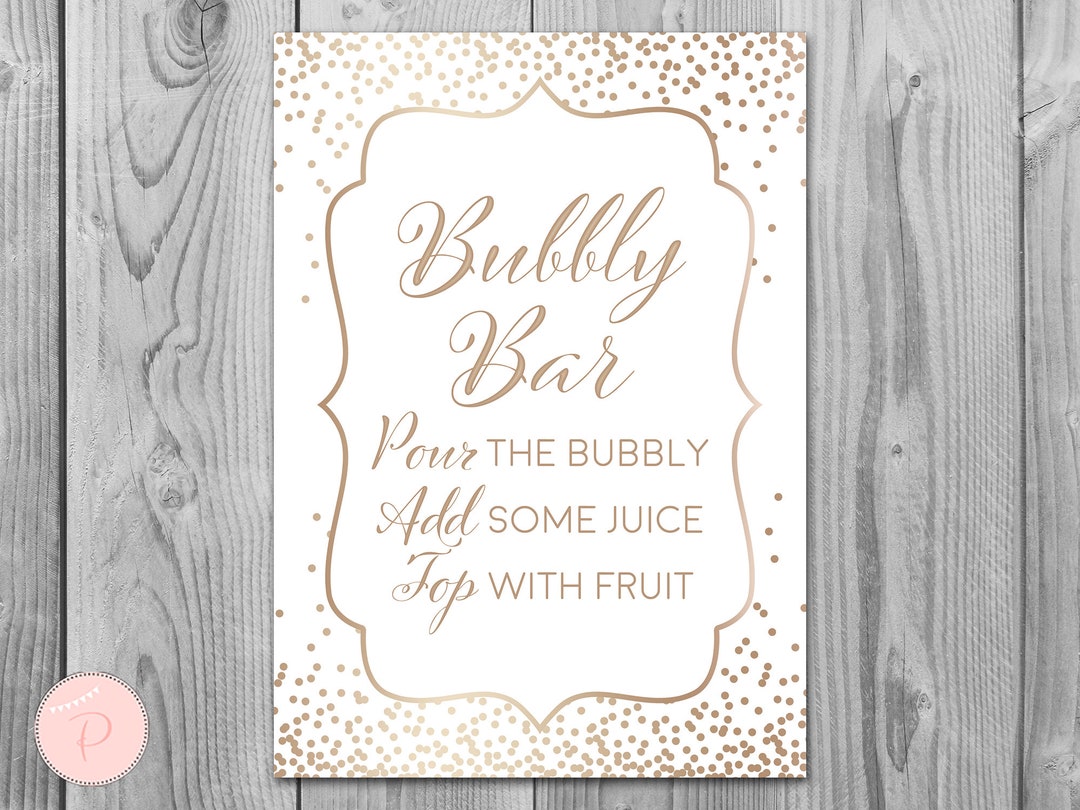 Gold Bubbly Bar Sign, Bubbly Bar Sign, Wedding Bar Sign, Printable Sign ...