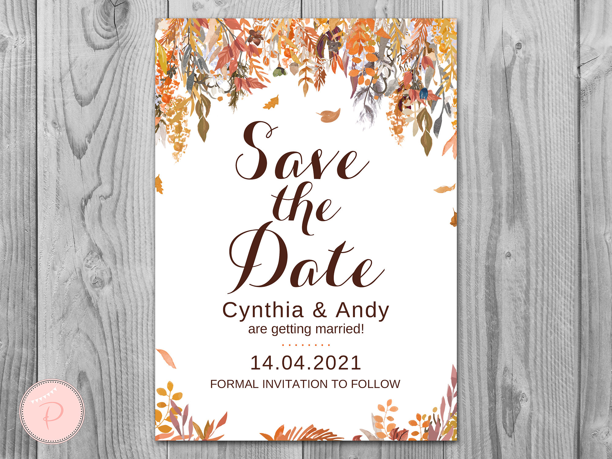 Autumn Fall Save the Date Wedding Invitation, Invitation Printable ...