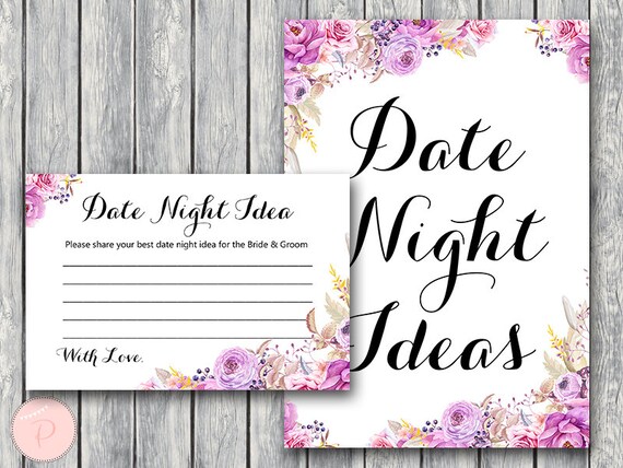 Purple Date Night Ideas Date Night Cards Date Night Sign | Etsy