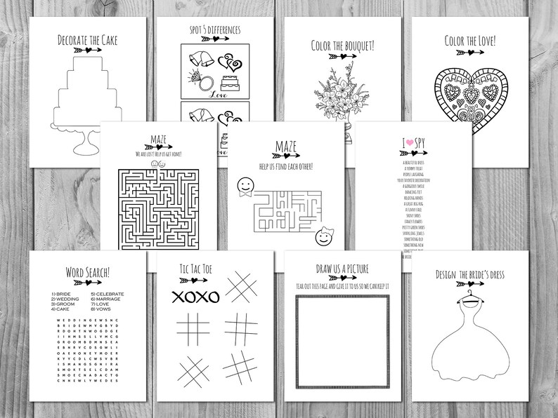 Wedding Kids Activity Book and Coloring, Wedding Kids Table Activities ...