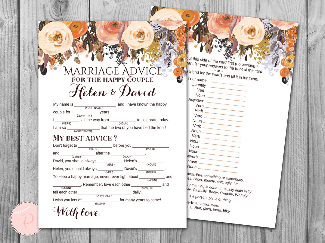 Fall Autumn Marriage Advice Cards Marriage Advice Cards Wedding Mad