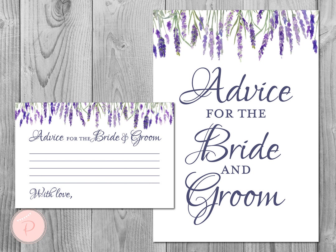 Lavender Advice for the Bride and Groom Card & Sign, Advice Cards ...