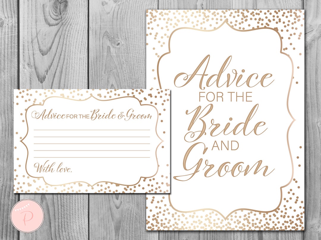 Advice for the Bride and Groom Card Sign, Printable Advice Card ...