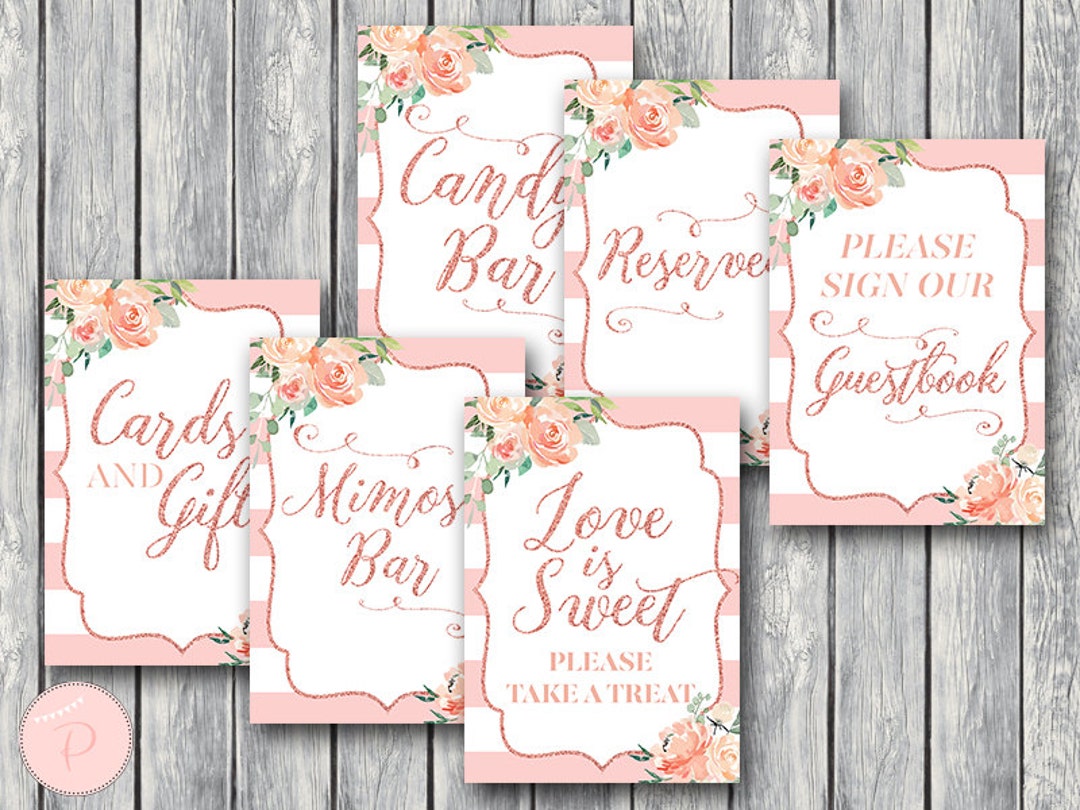 Bridal Shower Table Signs Package, Instant Download, 6 Signs Printable ...