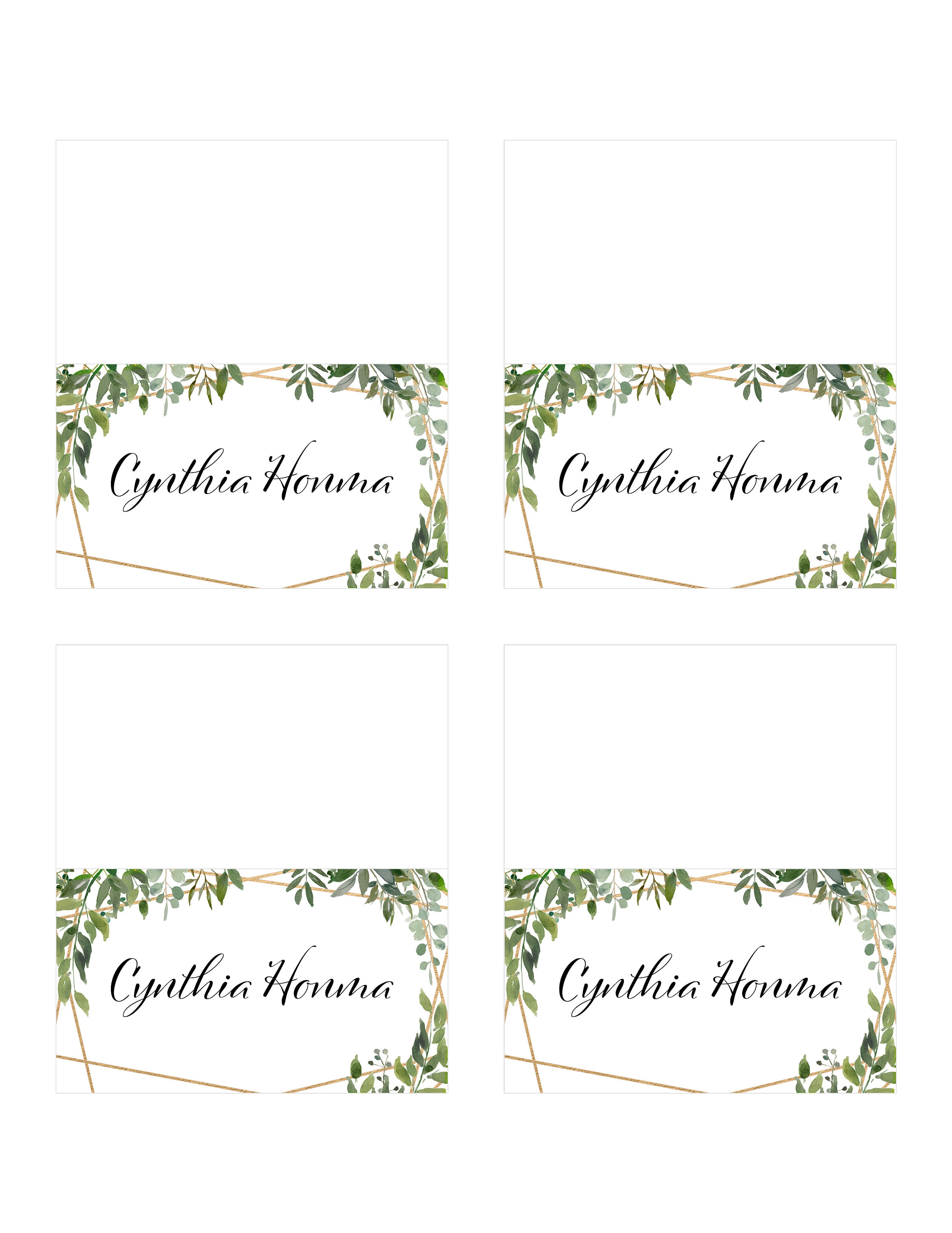 Greenery 50 Download Wedding Name Cards Name Tags Printable | Etsy