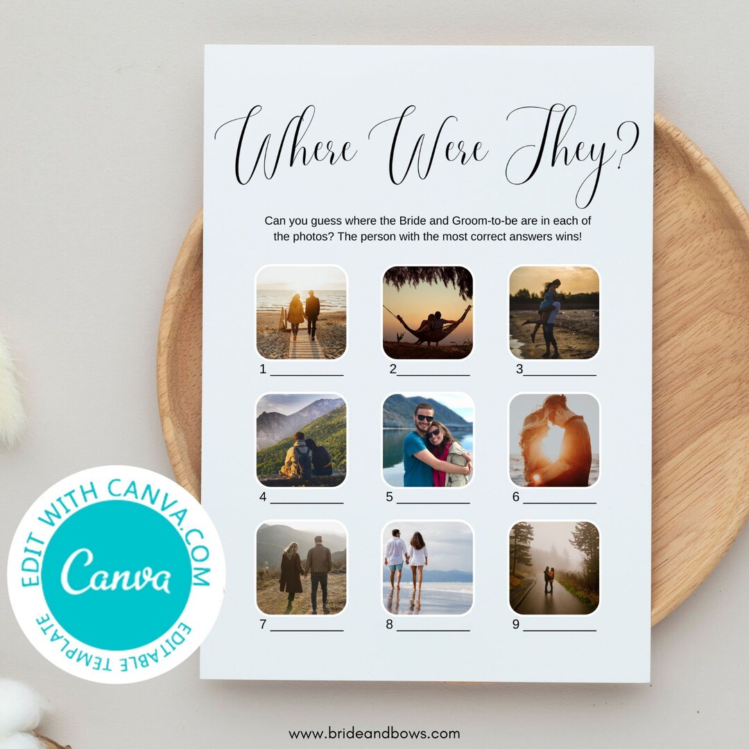 Editable Minimalist Where Were They? Guess the Photo Game, Bridal ...